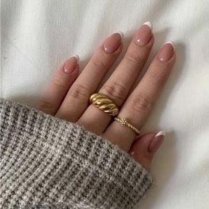 LACCstudios | Jewelry | Gold Croissant Ring Gold Twisted Dome Ring ...